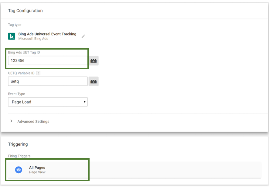 If you have more than one UET tag tracking code on a webpage, enter the UETQ Variable ID ...